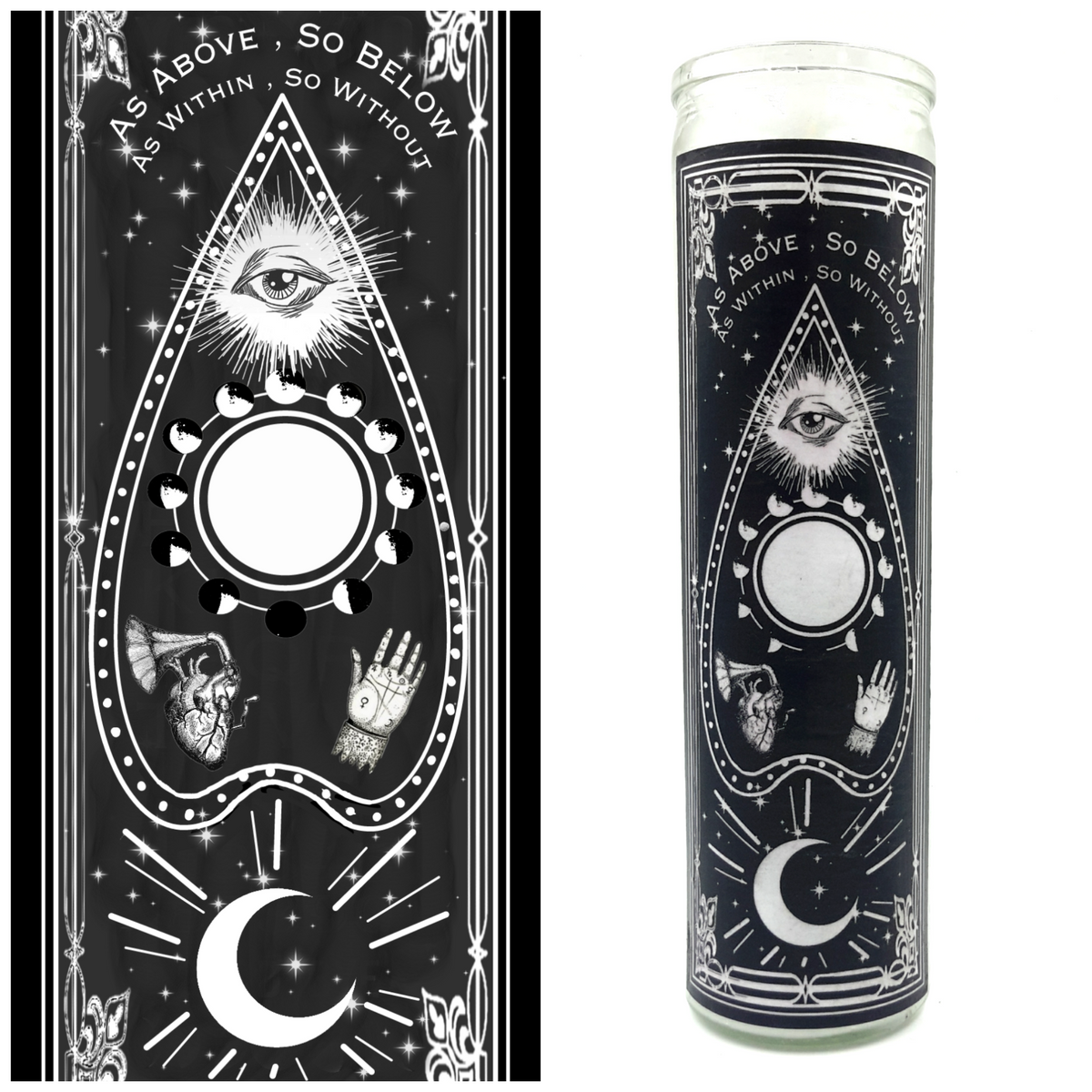Ouija Planchette / As Above,So Below Prayer Candle – Kitschup Creations